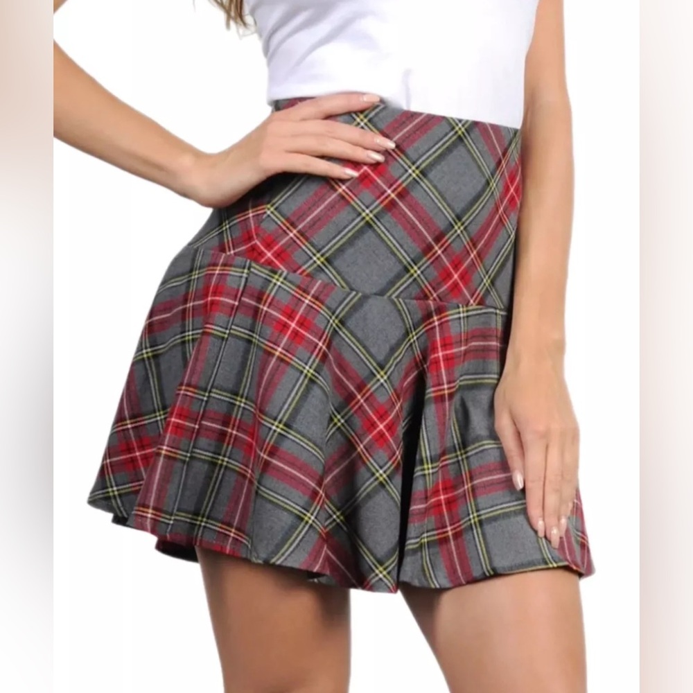 School Girl Full Plaid Mini Skirt New Costume L - Gem